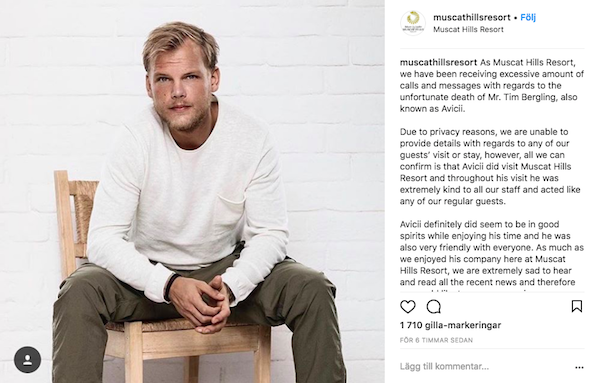 Svenska världstjärnan Avicii dog i Oman – blev bara 28 år